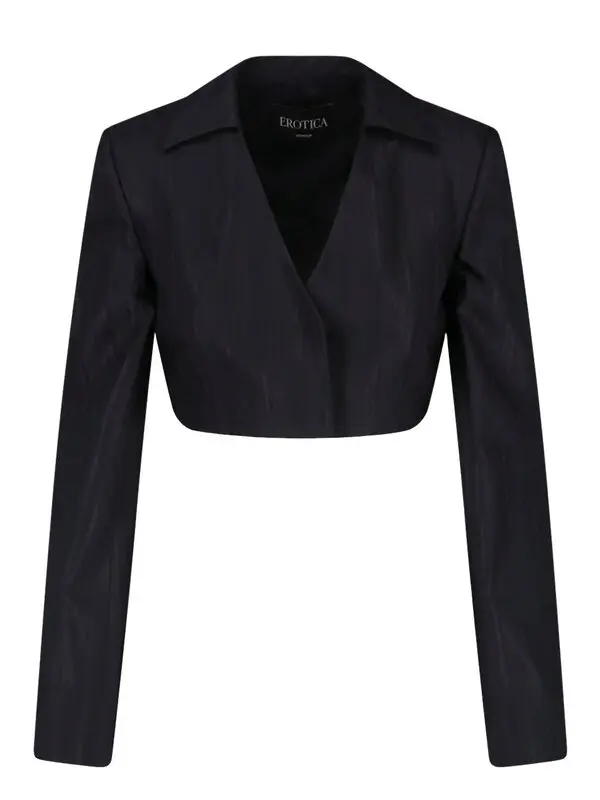 DONDUP Virgin Wool & Viscose Cropped Jacket - Black