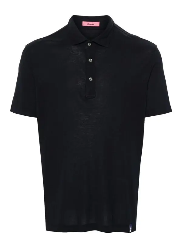 DRUMOHR Cotton Jersey Mini Logo Tag Short Sleeve T-shirt With Straight Hem - Navy