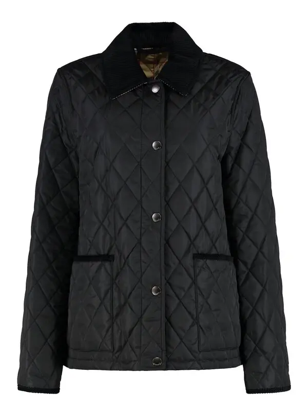 Burberry Quilted Padded Nylon Jacket With Classic Collar - Black