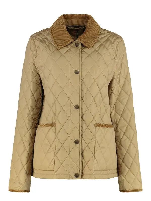 Burberry Quilted Padded Nylon Jacket With Classic Collar - Sand