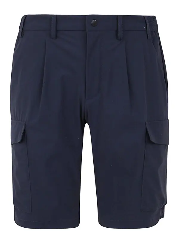 PEOPLE OF SHIBUYA Cargo Shorts With Button And Zip Fastening - Navy