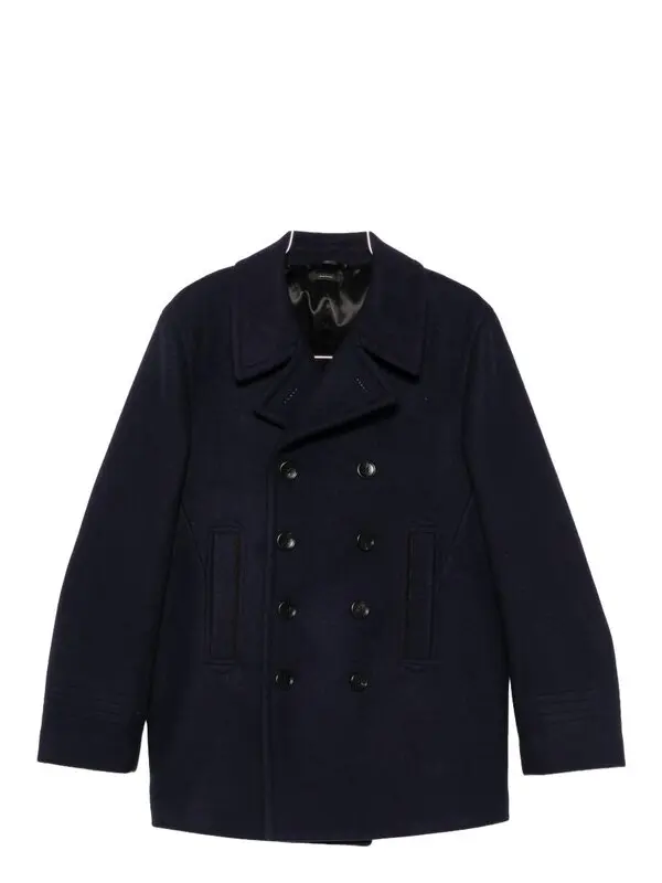 TOM FORD Wool Overcoat With Cupro-sleeve Lining - Navy