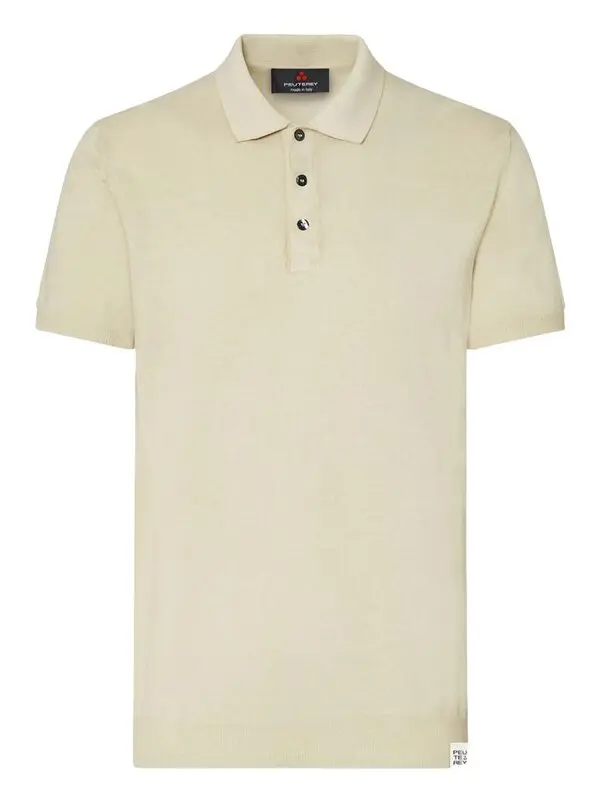 Peuterey Short Sleeve Knit Polo Shirt - Beige