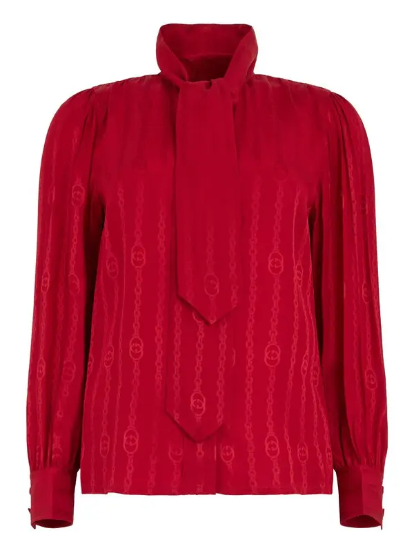 Gucci Silk Bow Tie Collar Shirt - Red