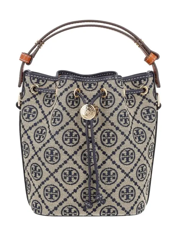 Tory Burch Monogrammed Bucket Bag - Blue