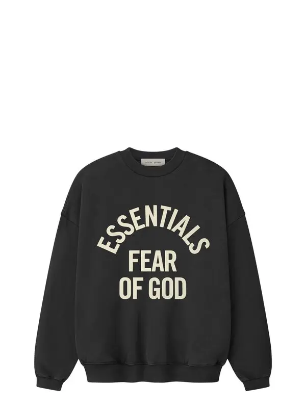 ESSENTIALS Crewneck Sweatshirt With Logo - Black