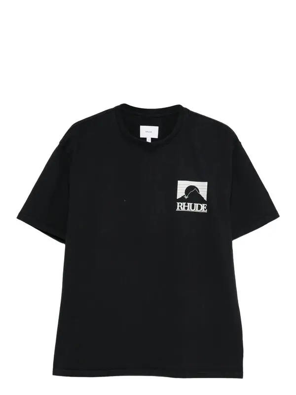 Rhude Logo Crewneck T-shirt With Chest & Back Print - Nero