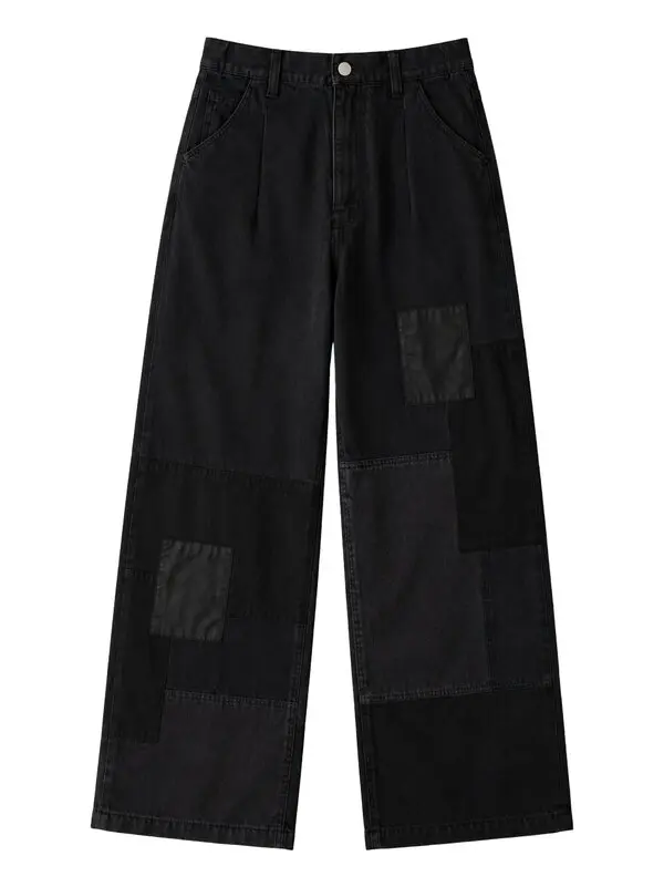 Comme Des Garçons Patchwork Cotton Trousers - Black