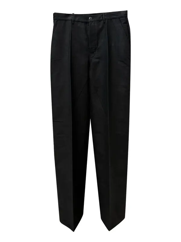 Rick Owens Ramie And Cotton Trousers With Side And Back Pockets - Nero