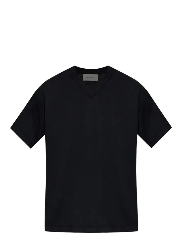 LISA YANG V-neck Short Sleeve Cashmere-cotton T-shirt - Nero