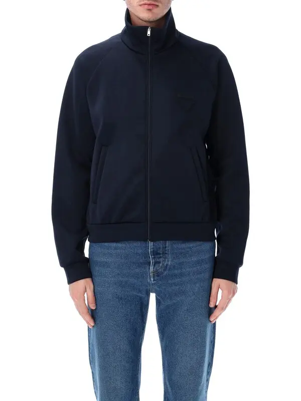 Prada Minimal Slim-fit Technical Fabric Jacket With Stand-up Collar - Blu