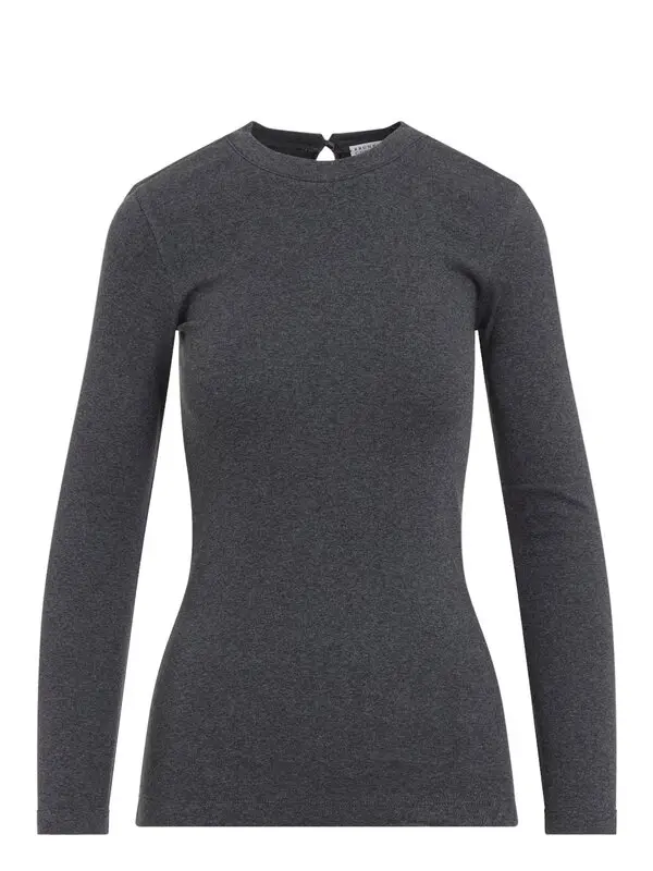 Brunello Cucinelli Ribbed Long Sleeve T-shirt - Grey