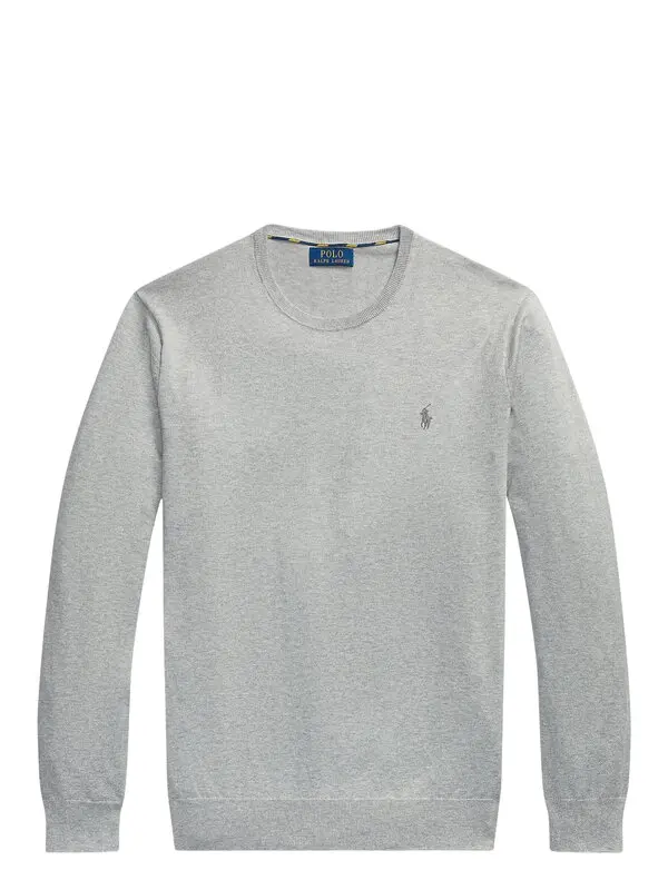 Ralph Lauren Crewneck Sweater With Embroidered Logo - Grey