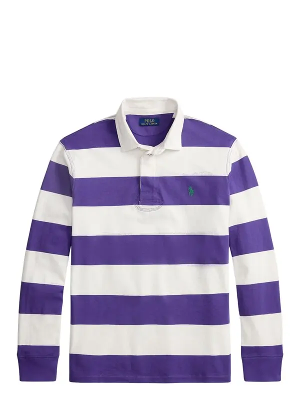 Ralph Lauren Striped Long Sleeve Rugby Polo Shirt - Violet