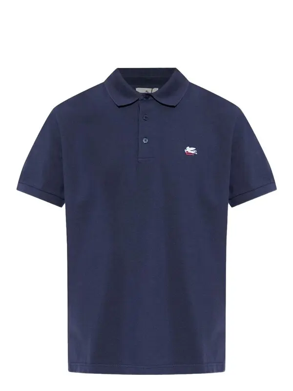 Etro Logo Cotton Polo Shirt - Blue