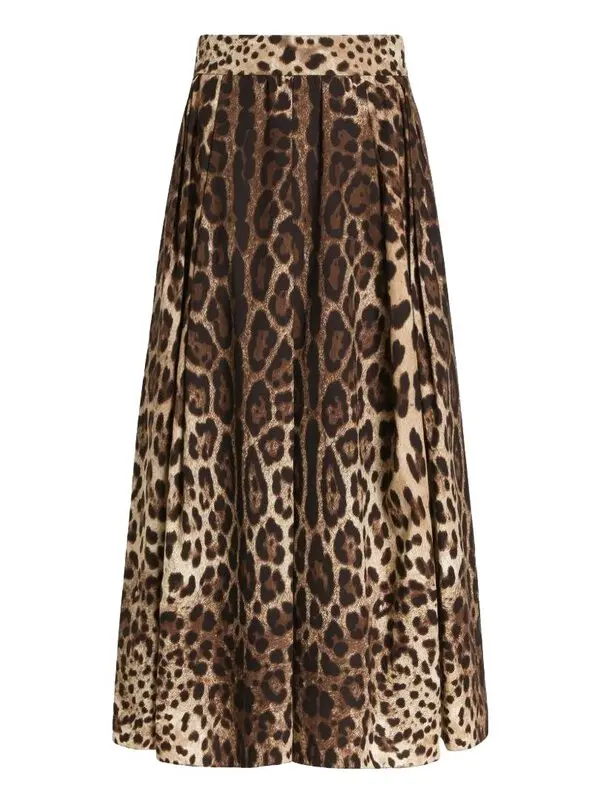 Dolce & Gabbana Leopard Print Midi Skirt - Multi
