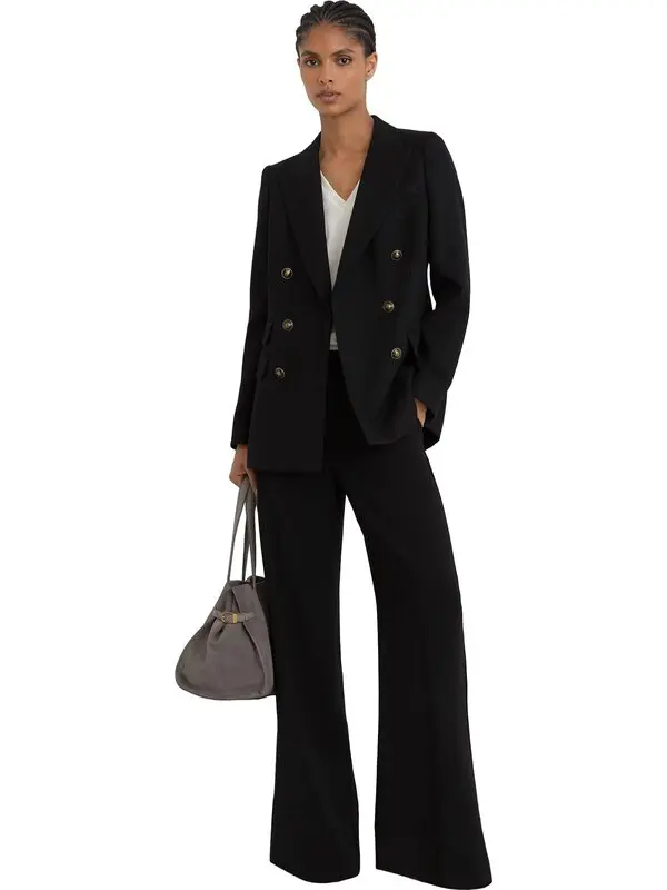 REISS Lauryn Petite Wool-blend Twill Double-breasted Blazer - Black