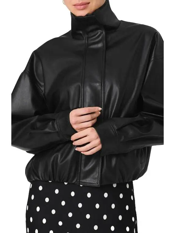 French Connection Dessa Faux Leather Bomber Jacket - Black