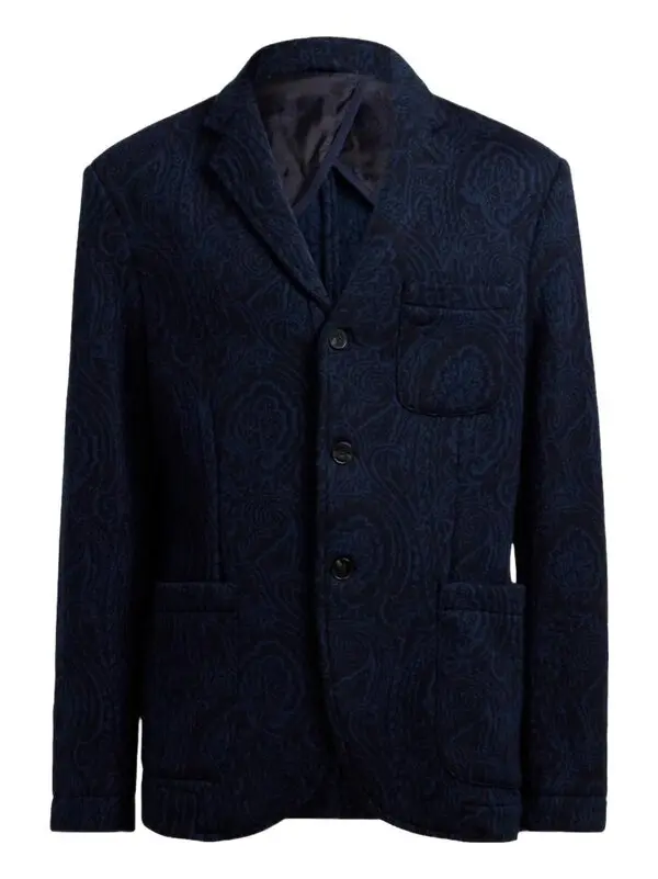 Etro Single-breasted Wool-blend Jacquard Jacket - Black