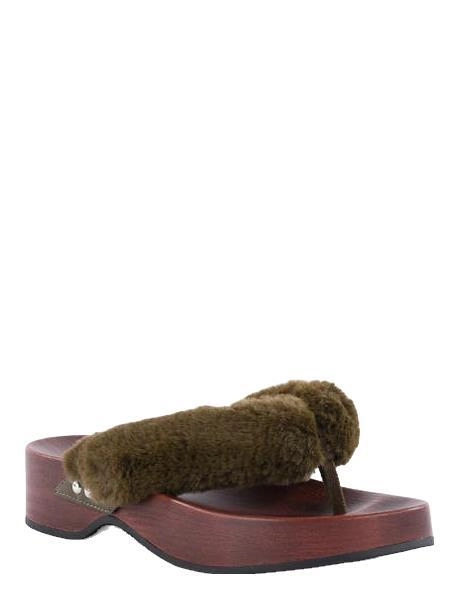 Seychelles Ocean Ave Faux Fur Flip Flop - Olive