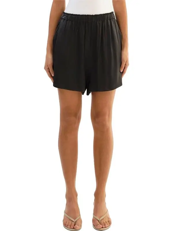 LAMARQUE Lizzie Satin Pull-on Shorts - Black