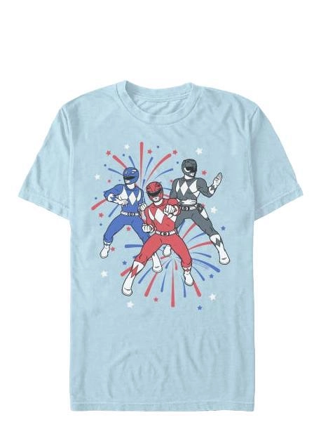 POWER RANGERS Classic Fireworks Trio Graphic T-shirt - Light Blue