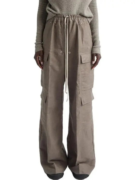 Rick Owens Wide-leg Cargo Pants With Exaggerated Drawstring Detail - Dust