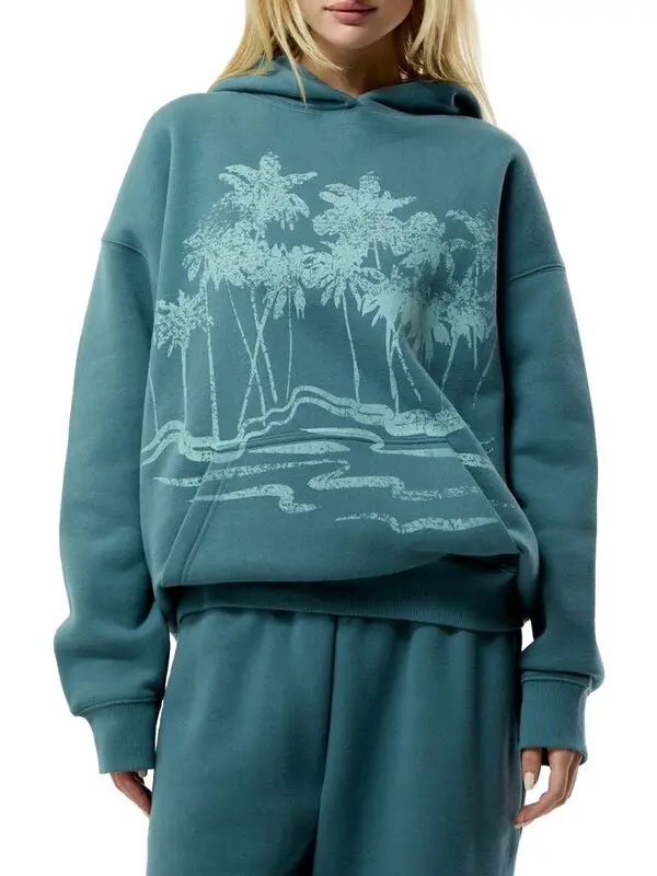 PACSUN Ocean Front Graphic Hoodie - Dusty Blue