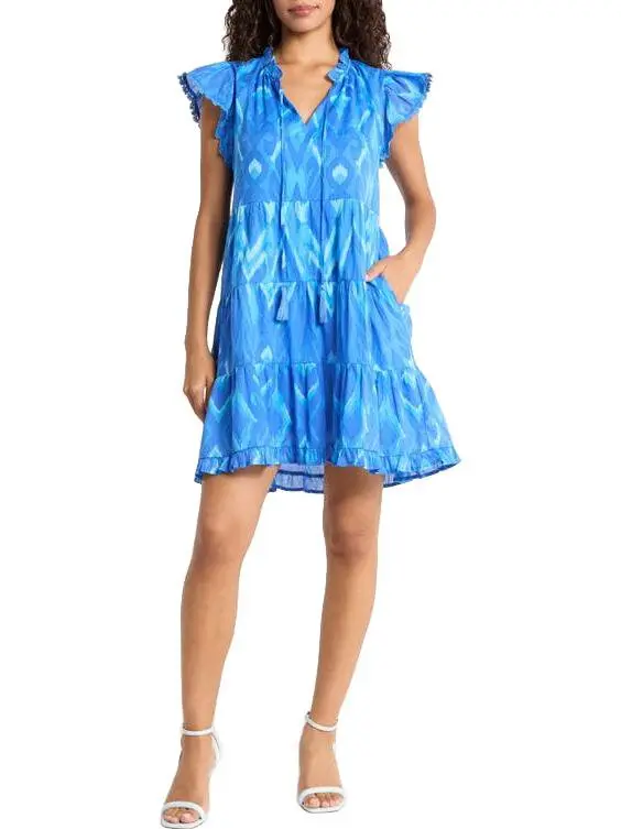 SUGARLIPS Carys Print Ruffle Mini Dress - Blues-multi