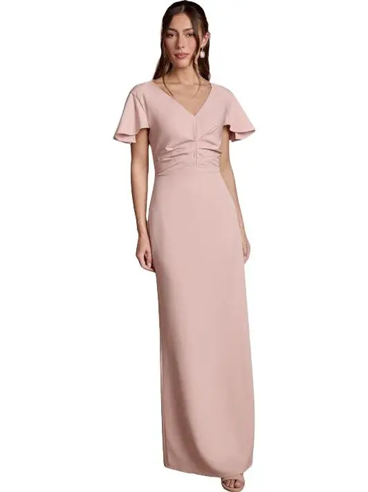 Coast Crepe Fold Bridesmaid Maxi Dress - Blush