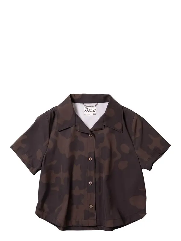 DESO Kala Camouflage Print Relaxed Fit Semi-cropped Shirt - Shadow Peak