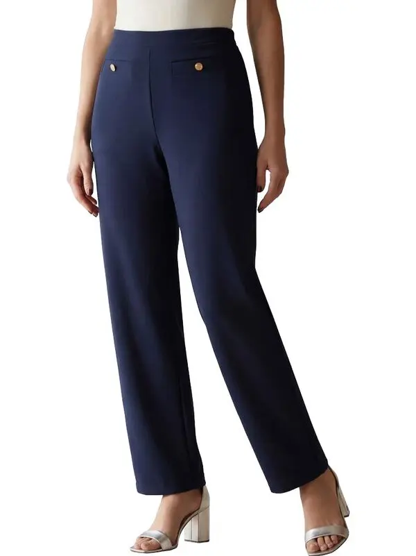 JESSICA LONDON Stretch Knit Sailor Trousers - Navy