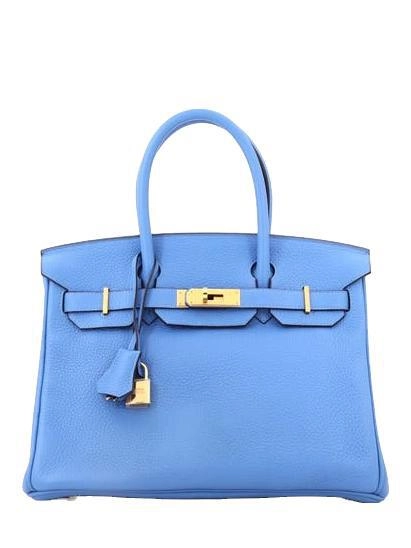 Hermès Birkin Handbag Clemence With Gold Hardware 30 - Blue