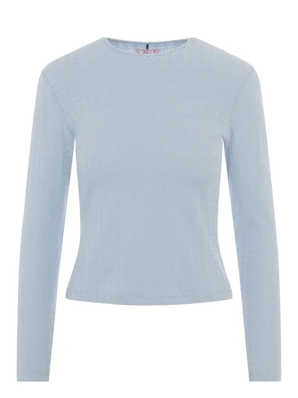 24/7 Crew Neck Long Sleeve Top - Light Denim