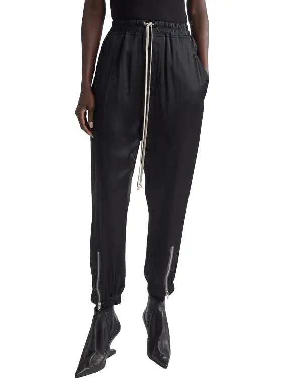 Rick Owens Tecüatl Satin Track Pants - Black