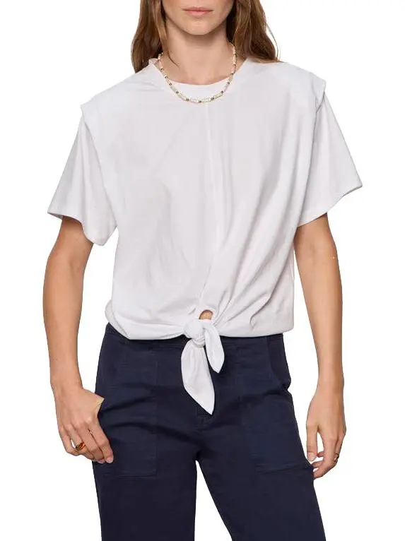 Sanctuary Organic Cotton Blend Tie Hem T-shirt - White