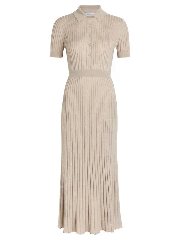 Gabriela Hearst Amor Ribbed Cashmere-blend Midi Dress - Beige