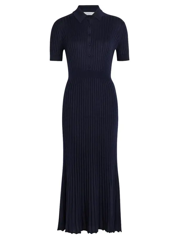 Gabriela Hearst Amor Ribbed Cashmere-blend Midi Dress - Navy