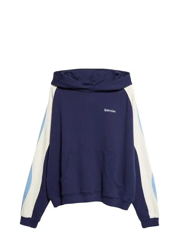 NAHMIAS Paneled Cotton Hoodie - Worn Navy