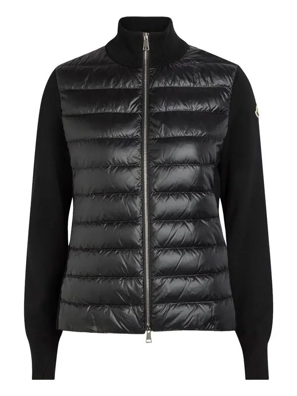 Moncler Padded Wool And Nylon High-neck Zip-up Jacket - Black
