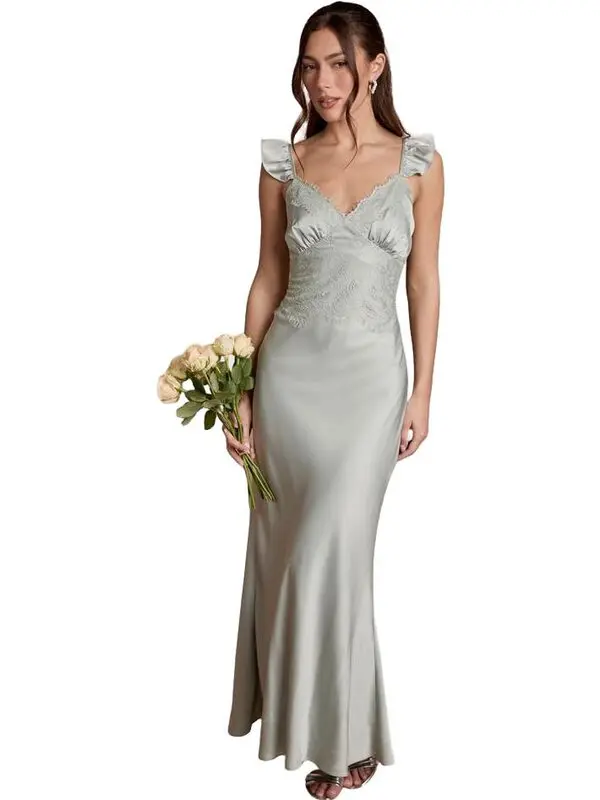 Coast Lace Trim Sweetheart Neckline Maxi Dress - Sage
