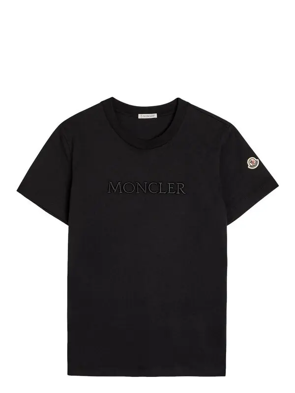 Moncler Logo Appliqué Cotton T-shirt - Black