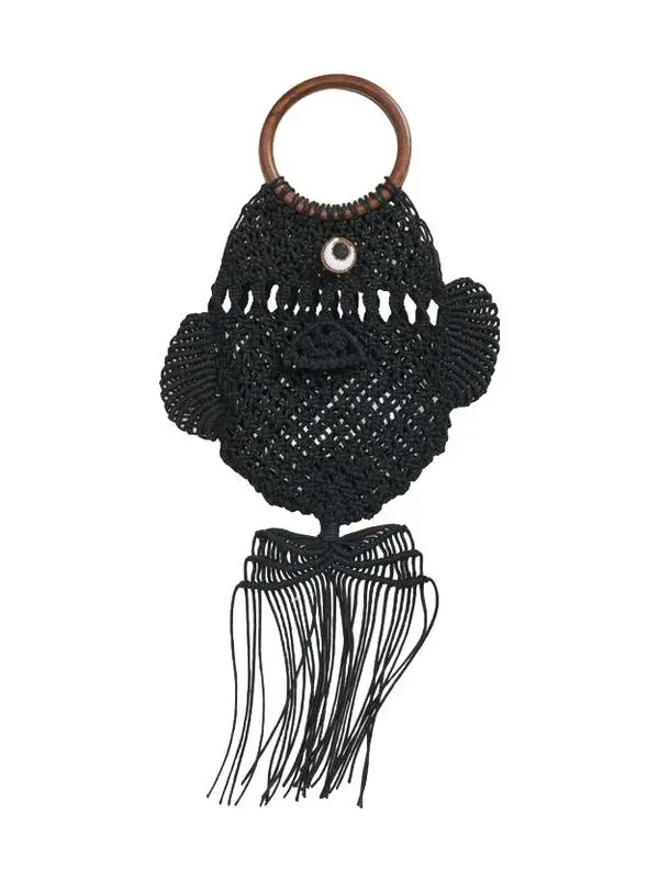 ANYA HINDMARCH Macramé Fish Clutch - Black