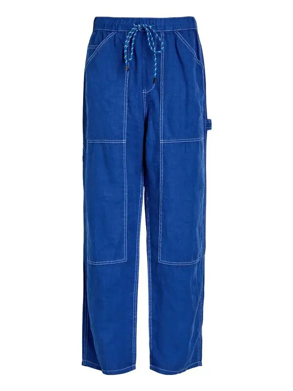 Rag & Bone Atlas Panelled Relaxed Straight-leg Linen Trousers - Blue