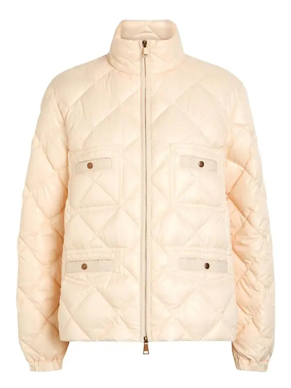 Moncler Quilted High-neck Zip-up Jacket - Beige