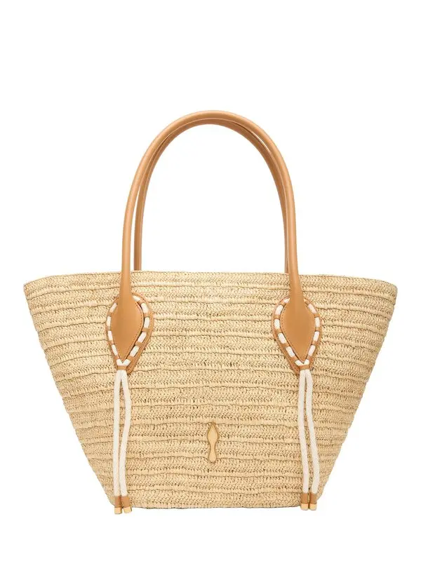 CHRISTIAN LOUBOUTIN Large Raffia Tote Bag - Beige