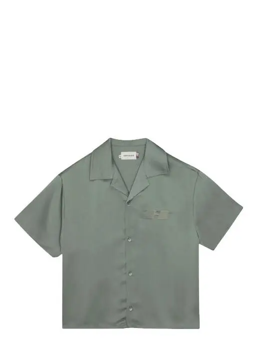 HONOR THE GIFT Satin Chest Logo Camp Collar Shirt - Sage