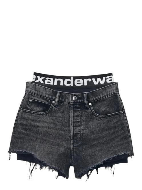 Alexander Wang Logo Detail Denim Shorts - Grey Aged
