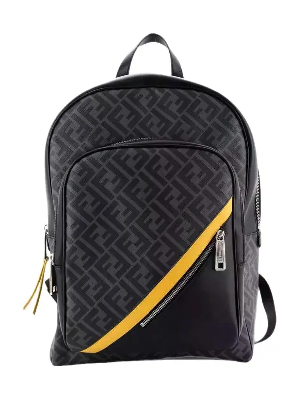 Fendi Zucca Coated Canvas And Leather Backpack - Black