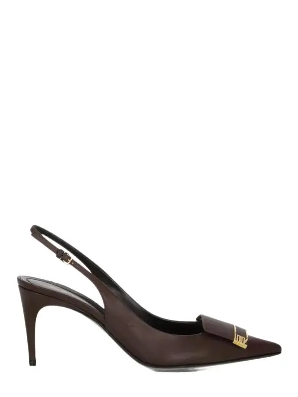 SERGIO ROSSI Burgundy Leather Slingback Pumps - Red